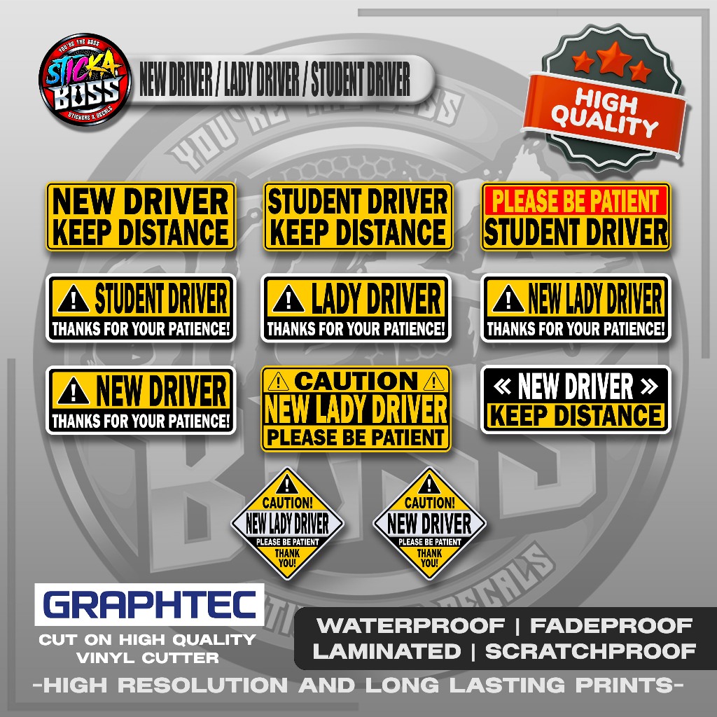 NEW DRIVER / LADY DRIVER / STUDENT DRIVER 【PRINTED STICKER】 | VINYL ...