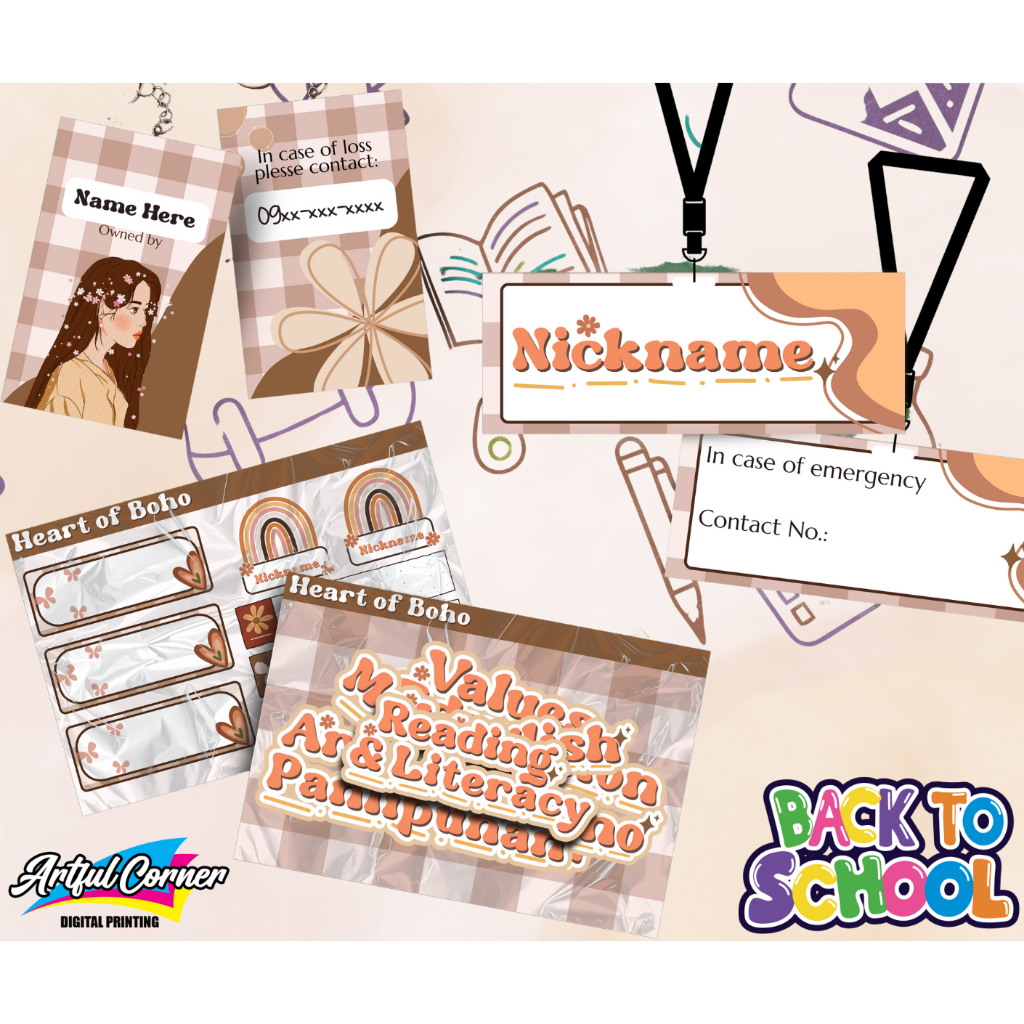 Teens Aesthetic Notebook Subject Label with Name Tag, and Bag Tag PVC ...