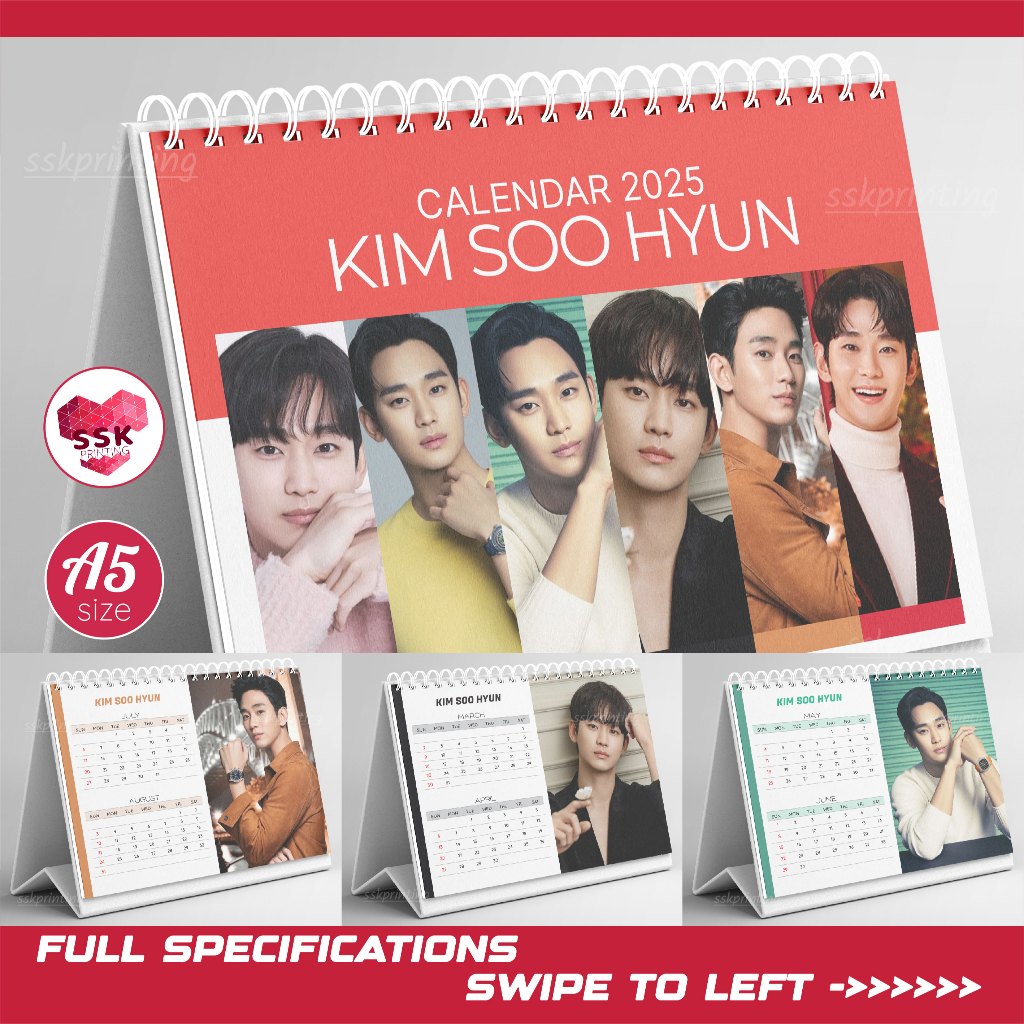 Kim Soo Hyun A5 Desk Calendar 2025 | Mini Calendar with Stand ...