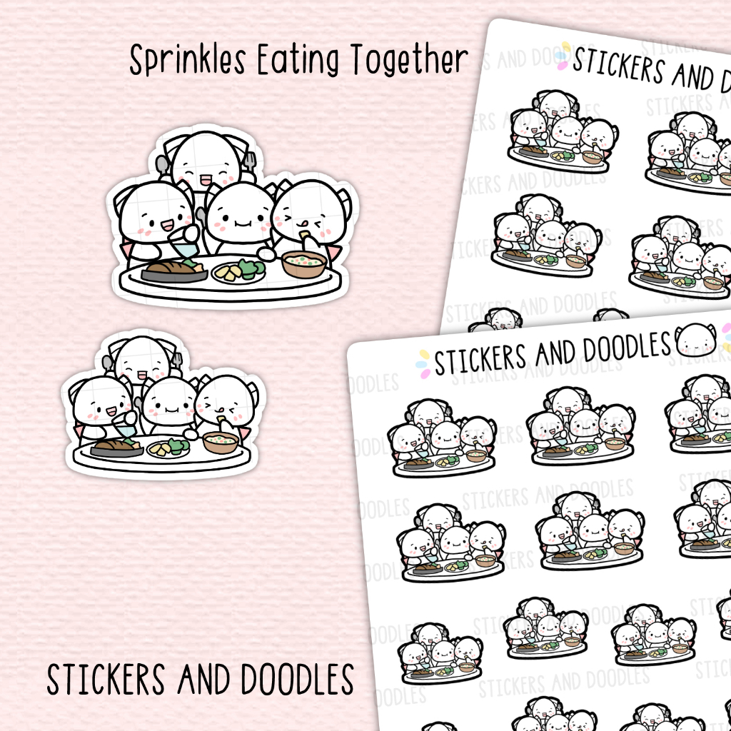 SP46 Sprinkles Eating Together Doodle Design Cute Stickers and Doodles ...