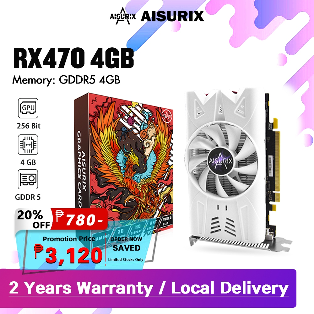 AISURIX RX470 4GB Graphics Card Computer GDDR5 256Bit GPU AMD Video ...