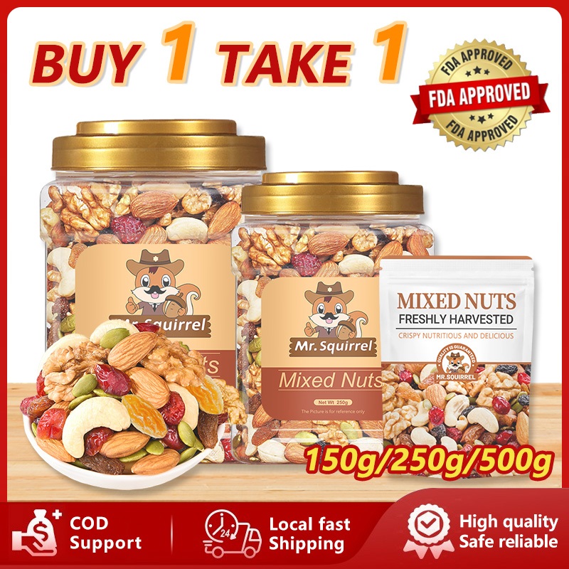 Mr.Squirrel 7 In 1 Mixed Nuts And Fruits 150g/250g/500g Trail Mix Fruit ...