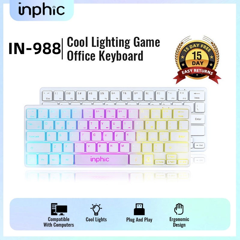 INPHIC IN-988 RGB Minimalist Gaming Keyboard - 64 key keyboard/Multi ...