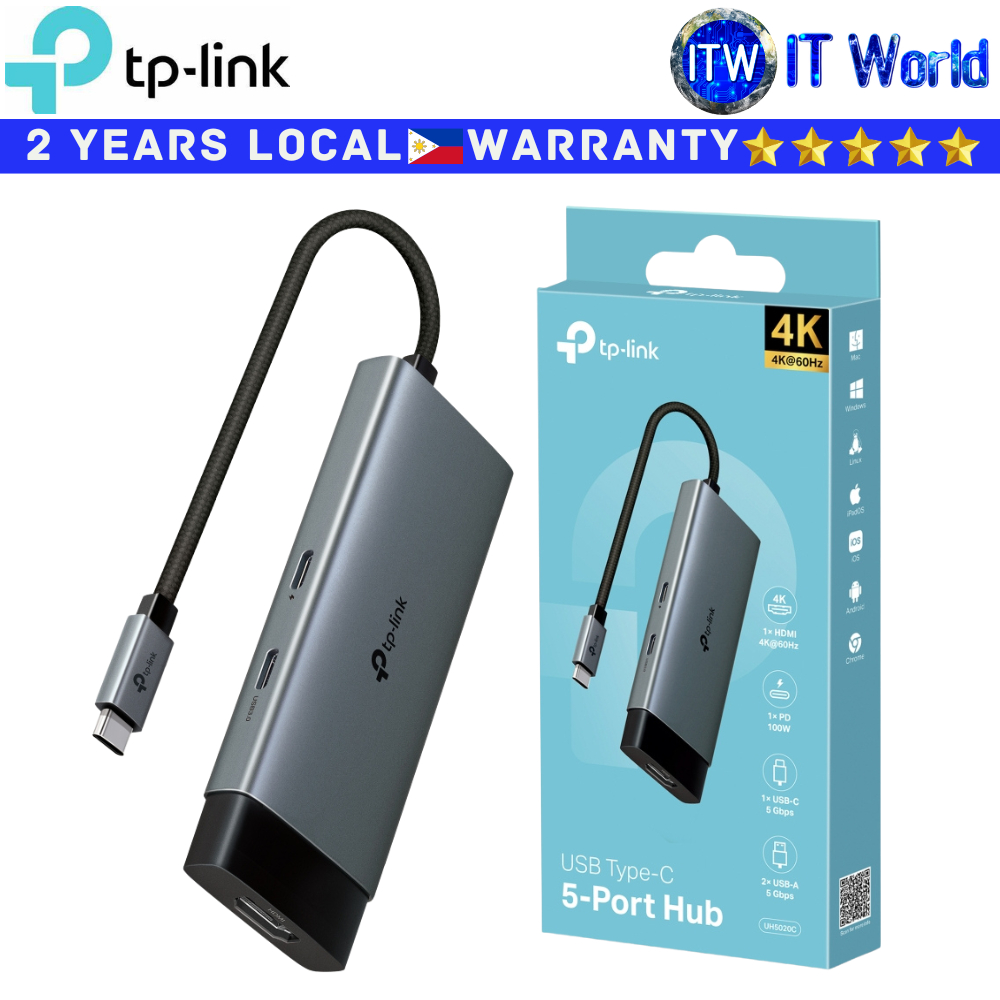 TP-Link USB Hub UH5020C 5-in-1 Port Hub USB Type-C 5Gbps Data Transfer ...