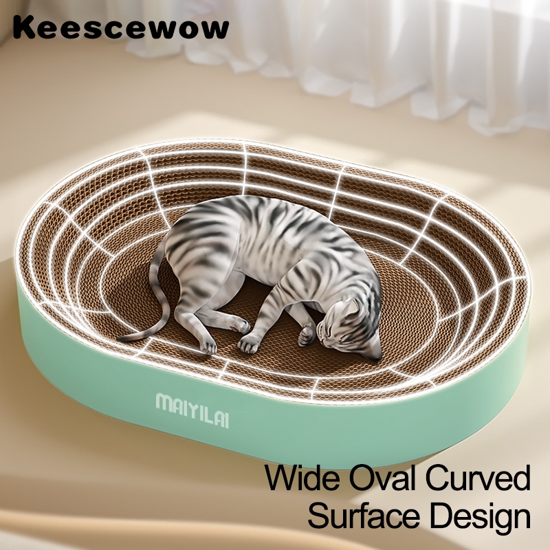 Wide-Brimmed Oval Cat Scratch Board Premium Corrugated Paper Extra ...