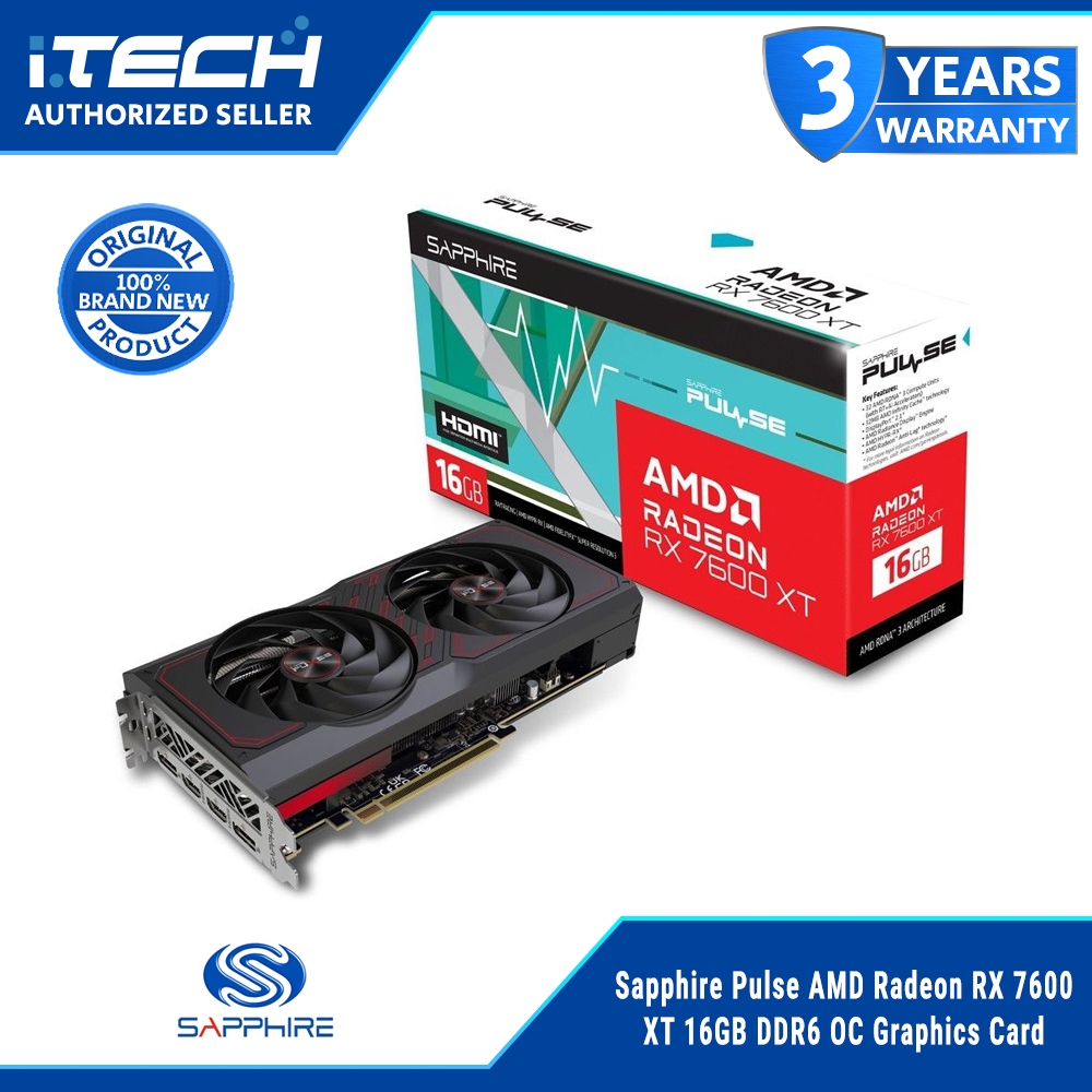 Sapphire Pulse AMD Radeon RX 7600 XT 16GB DDR6 OC Graphics Card ...