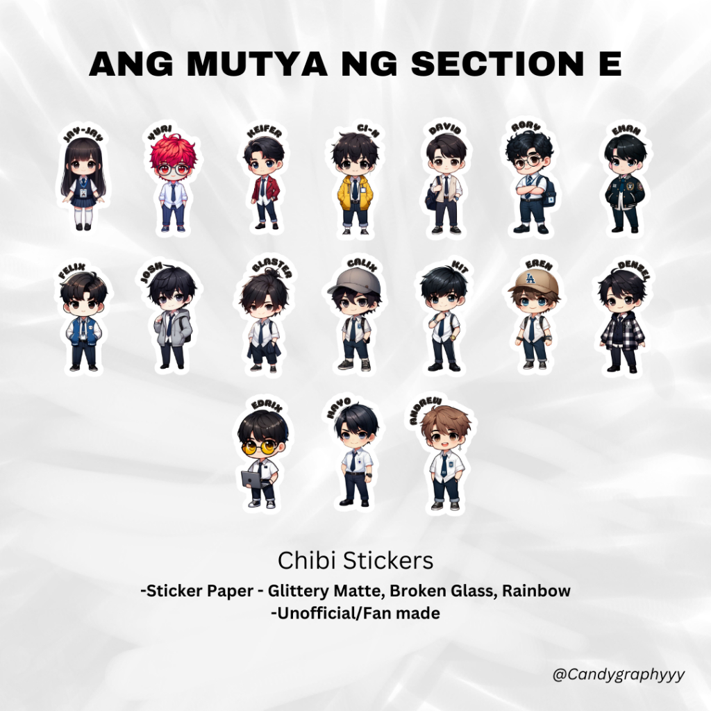 AMNSE (Ang Mutya ng Section E) Chibi Stickers (Yuri, Jay-Jay, Keifer) | Shopee Singapore