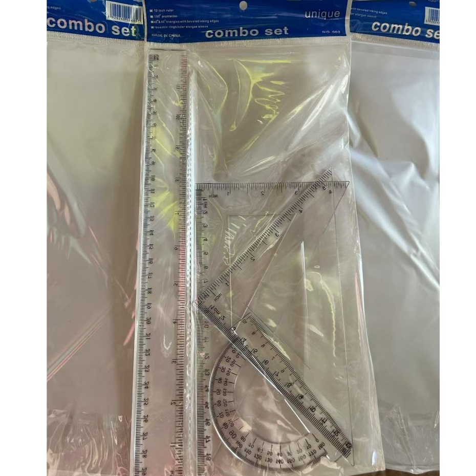 Transparent Plastic Ruler Set 4 in 1 Combo Ruler 30cm Math Measurement ...
