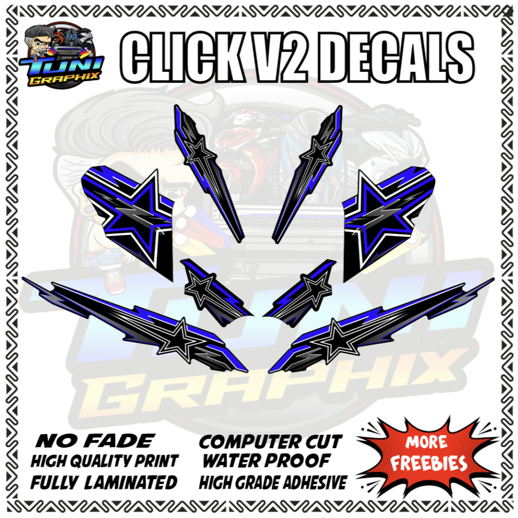 HONDA CLICK 125i V2 Simple Star New Decals with freebies | Shopee Singapore