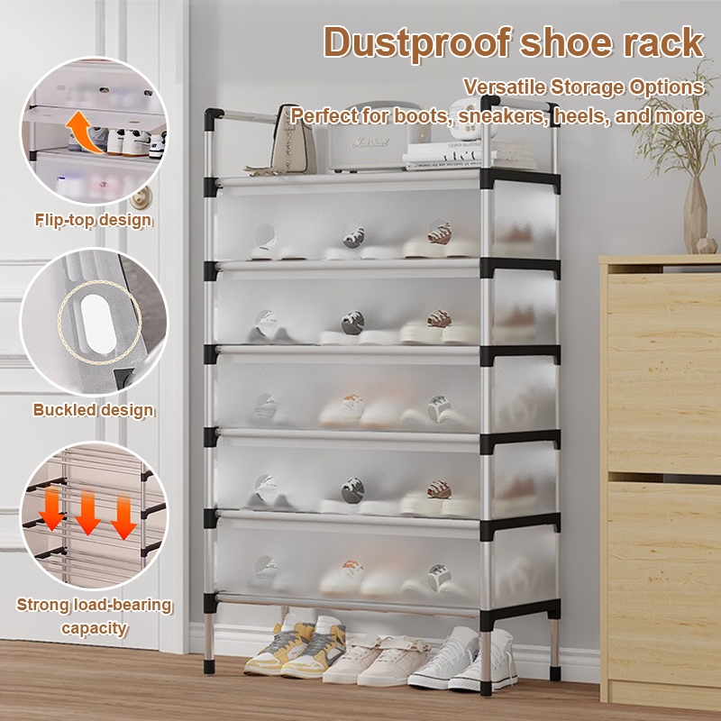 4/5/6 Layers Shoe Organizer With Cover Stackble Stainless Steel ...