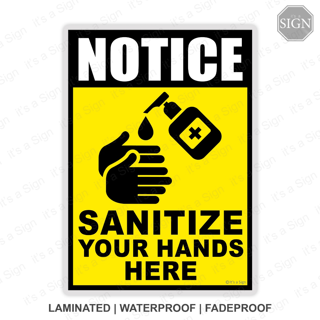 Sanitize Hands Here Sign Label - Laminated Signage - A4 / A5 Size ...