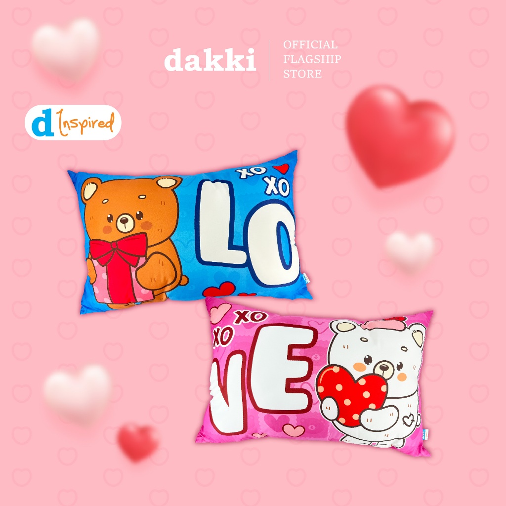 Dakki 20"x30" 2 in 1 XO Love Bear Couple King Pillow | Shopee Singapore