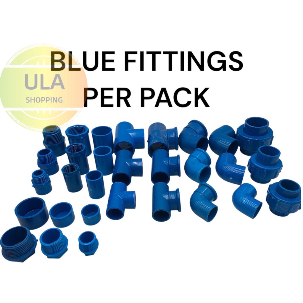 3/4" PVC Blue Fittings EIbow, Tee, Coupling, Cap, Plug, Male Adapter ...