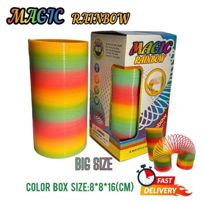 15cm Magic Rainbow Colorful Circle Spring Kids Toys Baby Gift Slinky ...