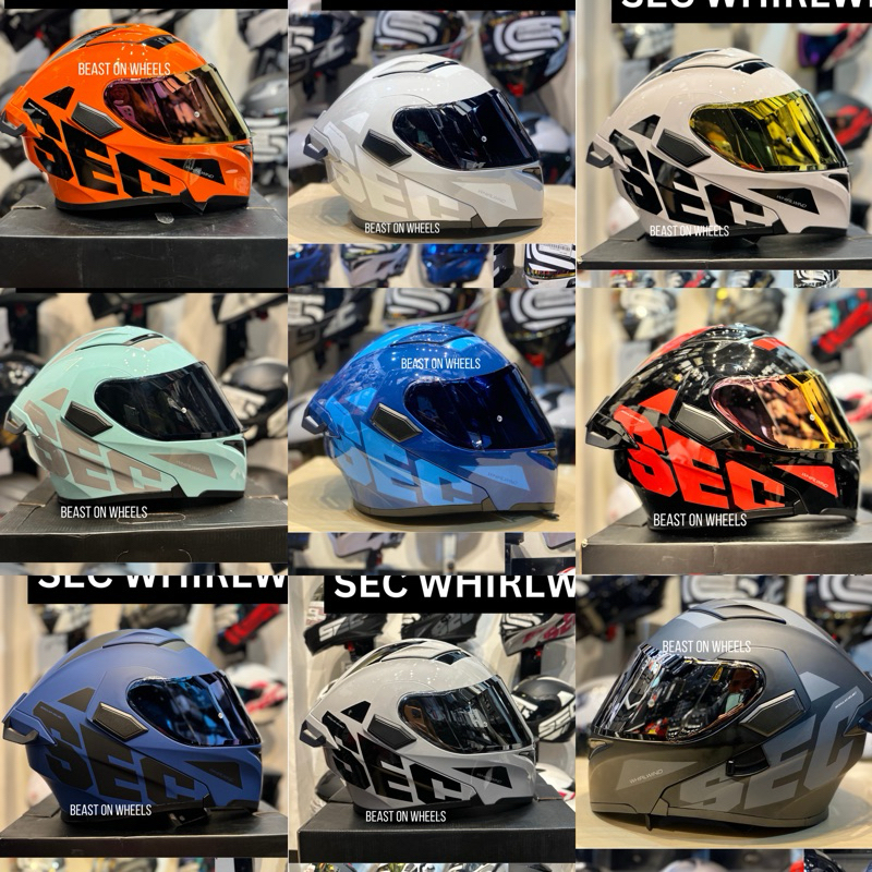 SEC Whirlwind JAK Modular Helmet Dual Visor Flip Up | Shopee Singapore
