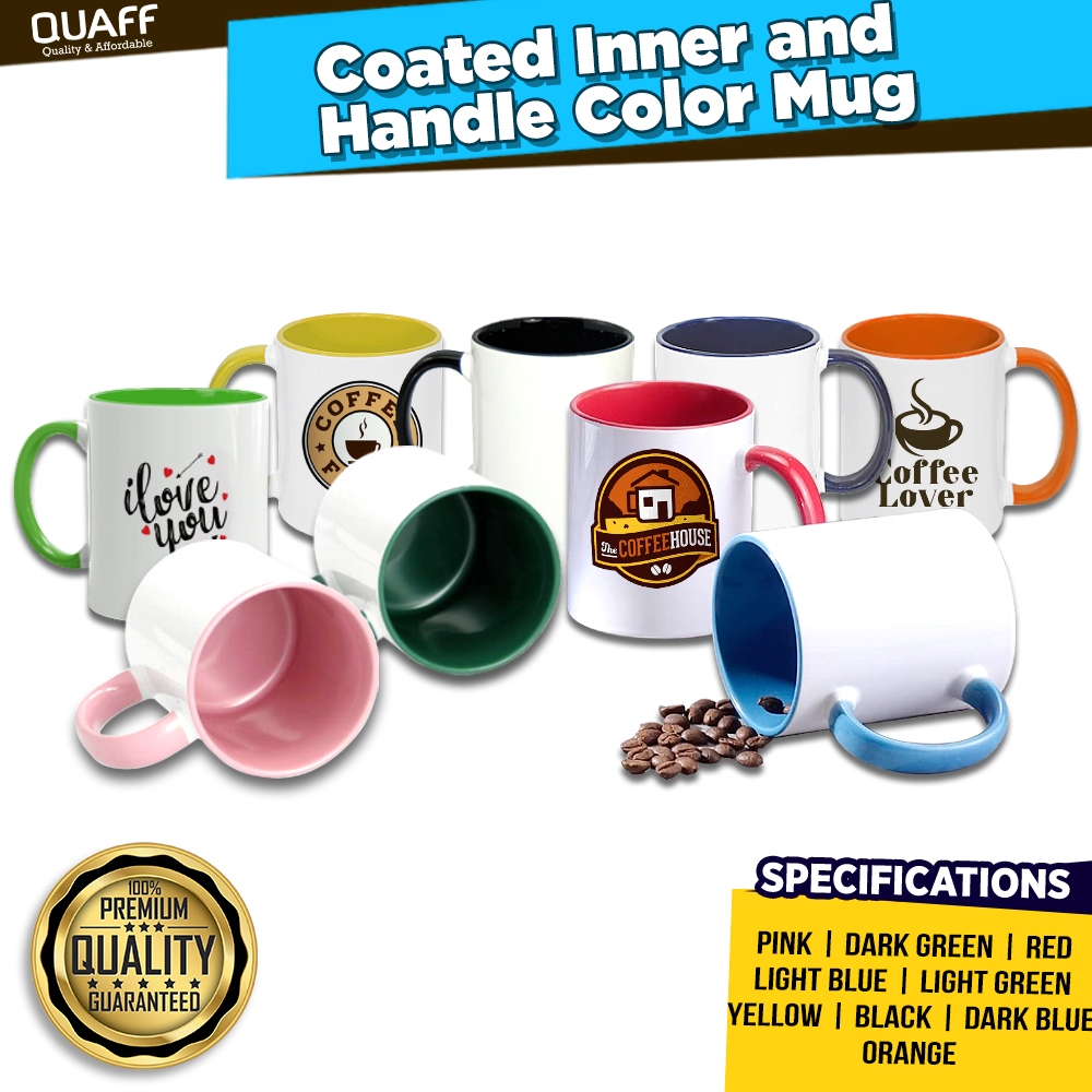 QUAFF Sublimation Inner Coated and handle Color Mug 110Z (24Pcs/Box ...