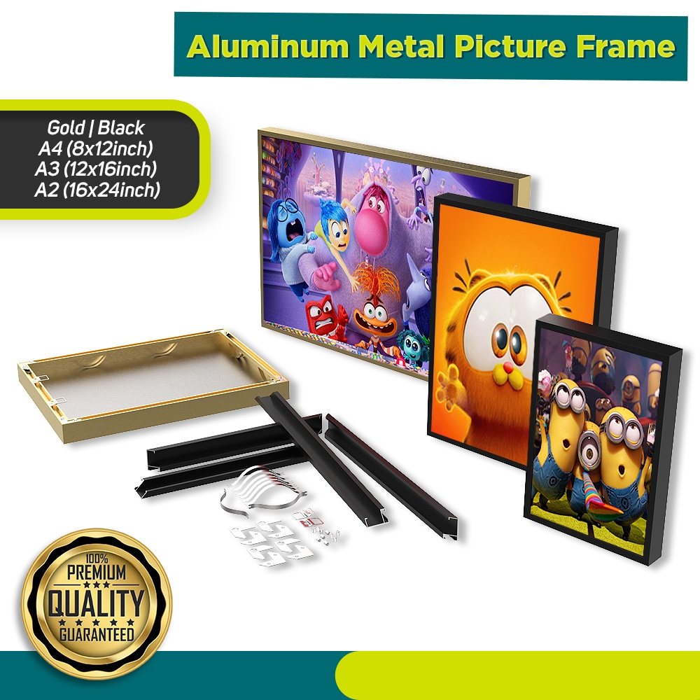 Aluminum Wall Frame Decor A4/A3/A2 Size Gold/Black Wall Frames | Shopee ...