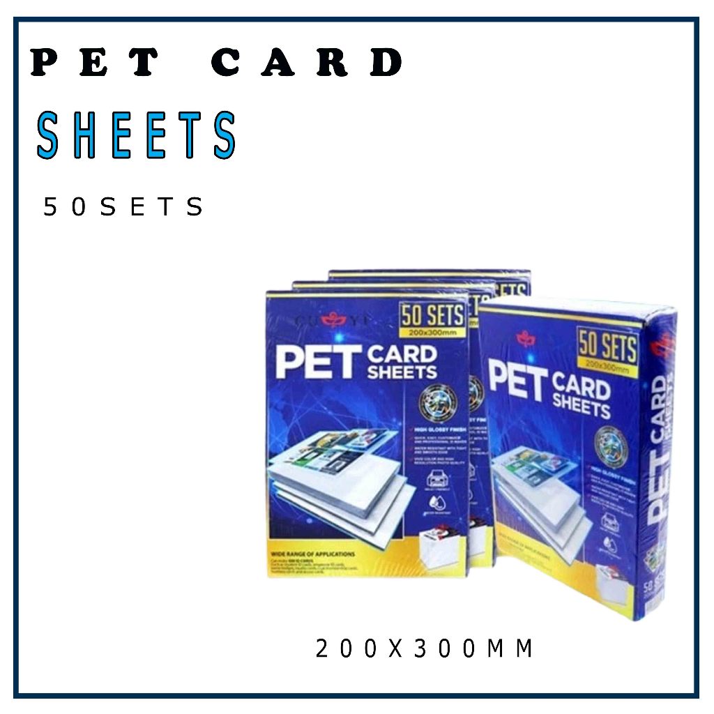 50Sets/Box PET CARD SHEET High Glossy Finish A4 size | Shopee Singapore