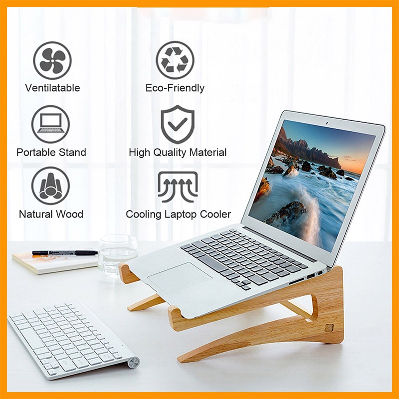 10-15 inch Wooden Laptop Stand Creative Bracket Computer Elevated ...