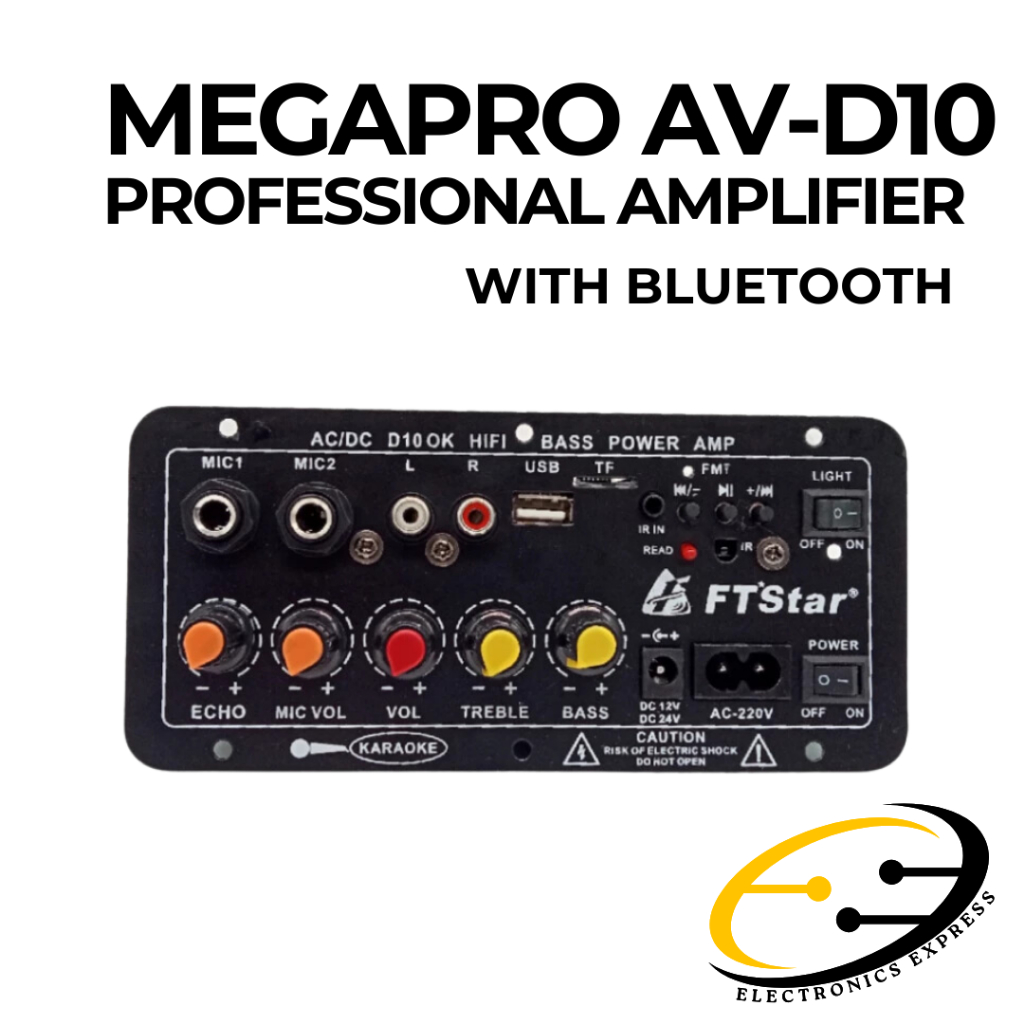 Megapro AV-D10 Professional Amplifier with Bluetooth, USB, SD Card, FM ...
