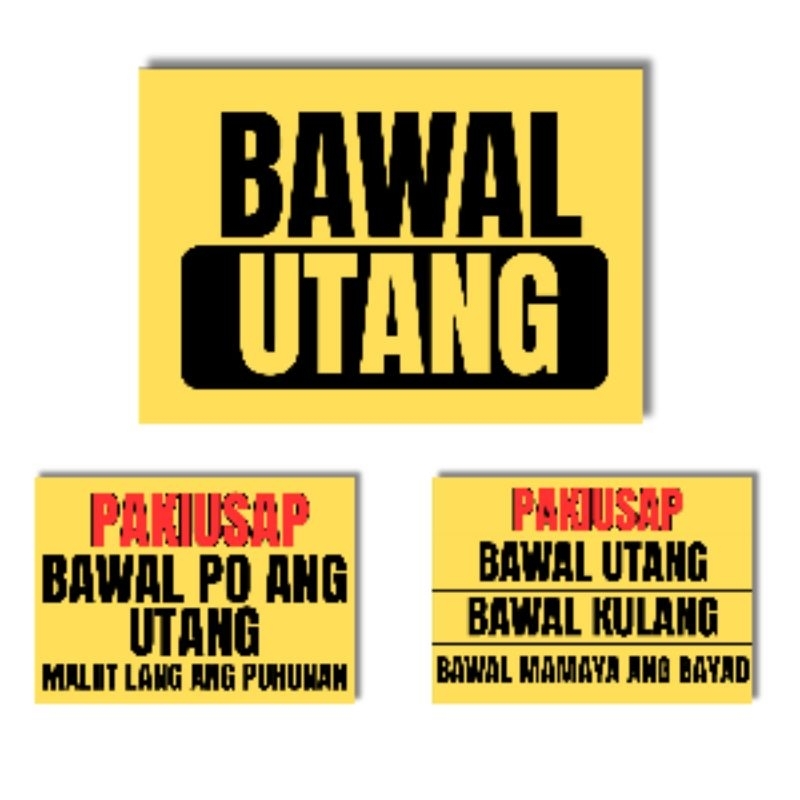 Bawal Utang Signage Laminated Signage A5 A4 size | Shopee Singapore