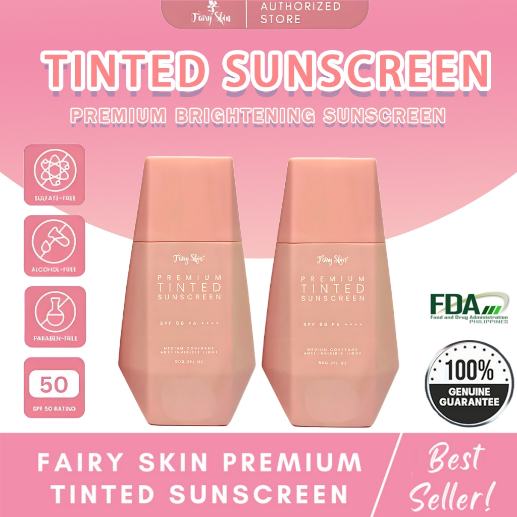 Fairy Skin Tinted Sunscreen spf 50 PA+++ Premium Whitening Brightening ...