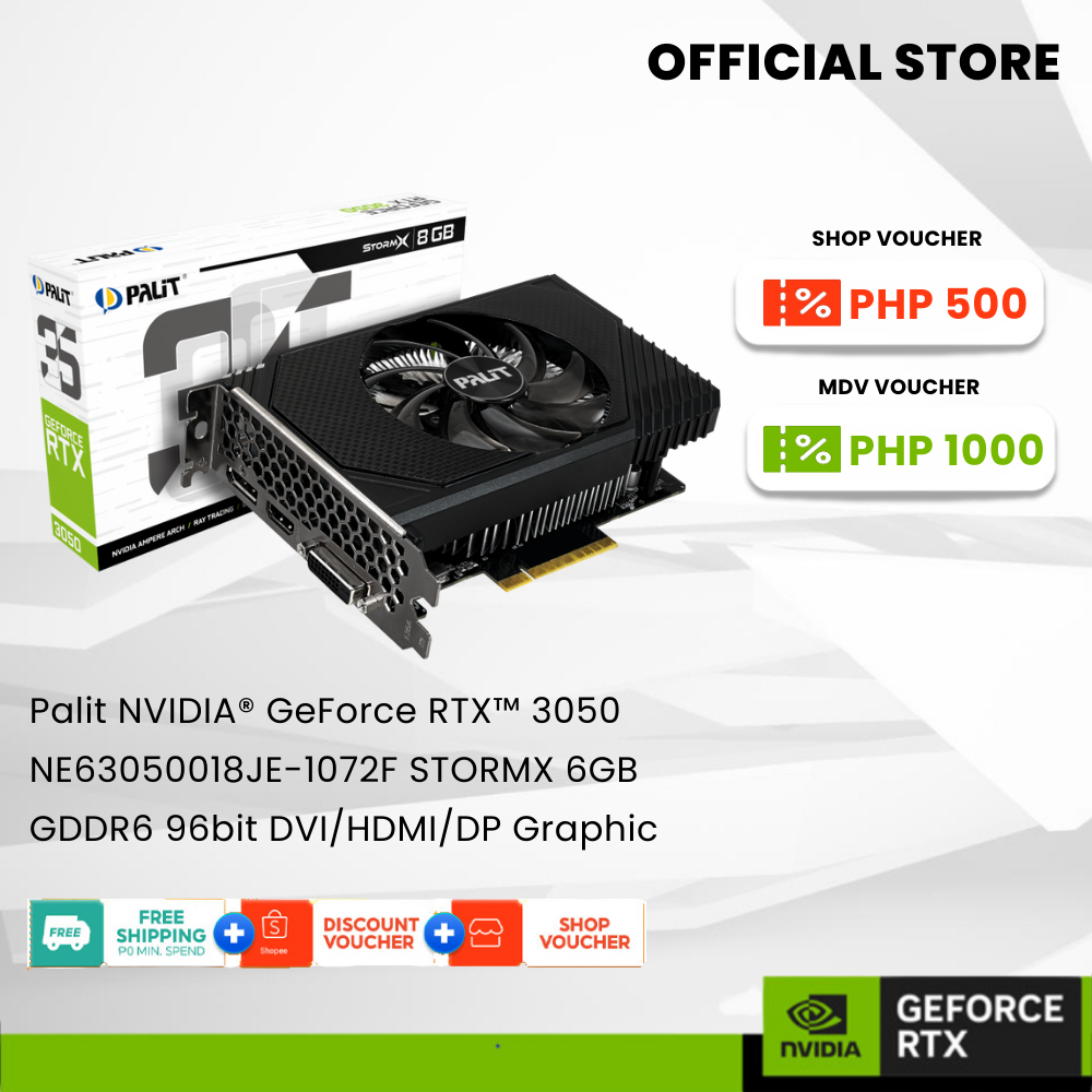 Palit NVIDIA GeForce RTXTM 3050 NE63050018JE-1072F STORMX 6GB GDDR6 ...