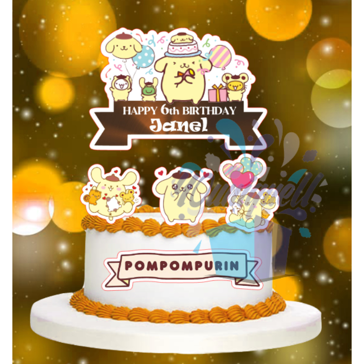 Pompompurin Cake Topper Printed (Customized Name and Age) | Shopee ...