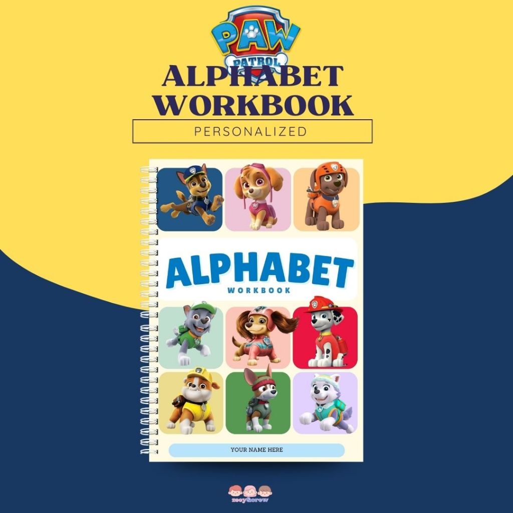 zoey&crew Paw Patrol Alphabet Workbook, Activity Book for Kids, Tracing ...