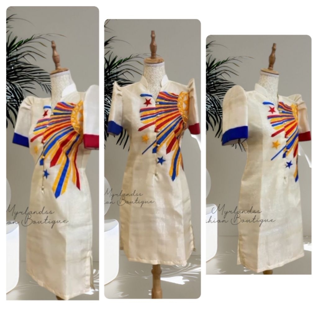 FILIPINIANA DRESS SINAG EMBROIDERED PHILIPPINE FLAG DESIGN FILIPINIANA ...