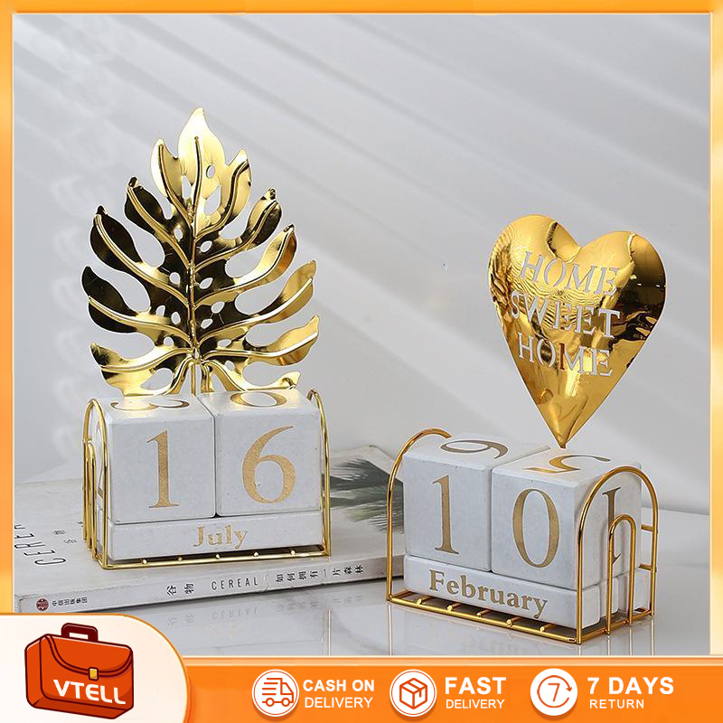 Wooden Block Calendar for Desk Daily Desktop Perpetual Calendar Wood ...