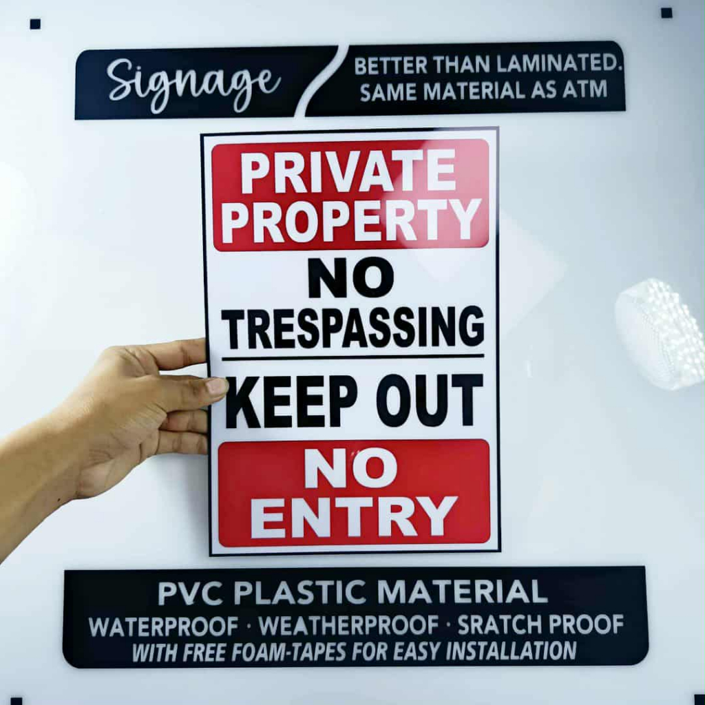 SIGNAGE - PRIVATE PROPERTY - NO TRESPASSING KEEP OUT NO ENTRY - PVC ...
