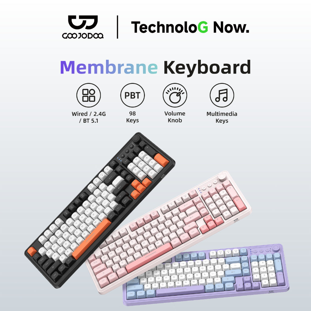 GOOJODOQ Keyboard Wireless Bluetooth Wired with Number Pad Silent ...