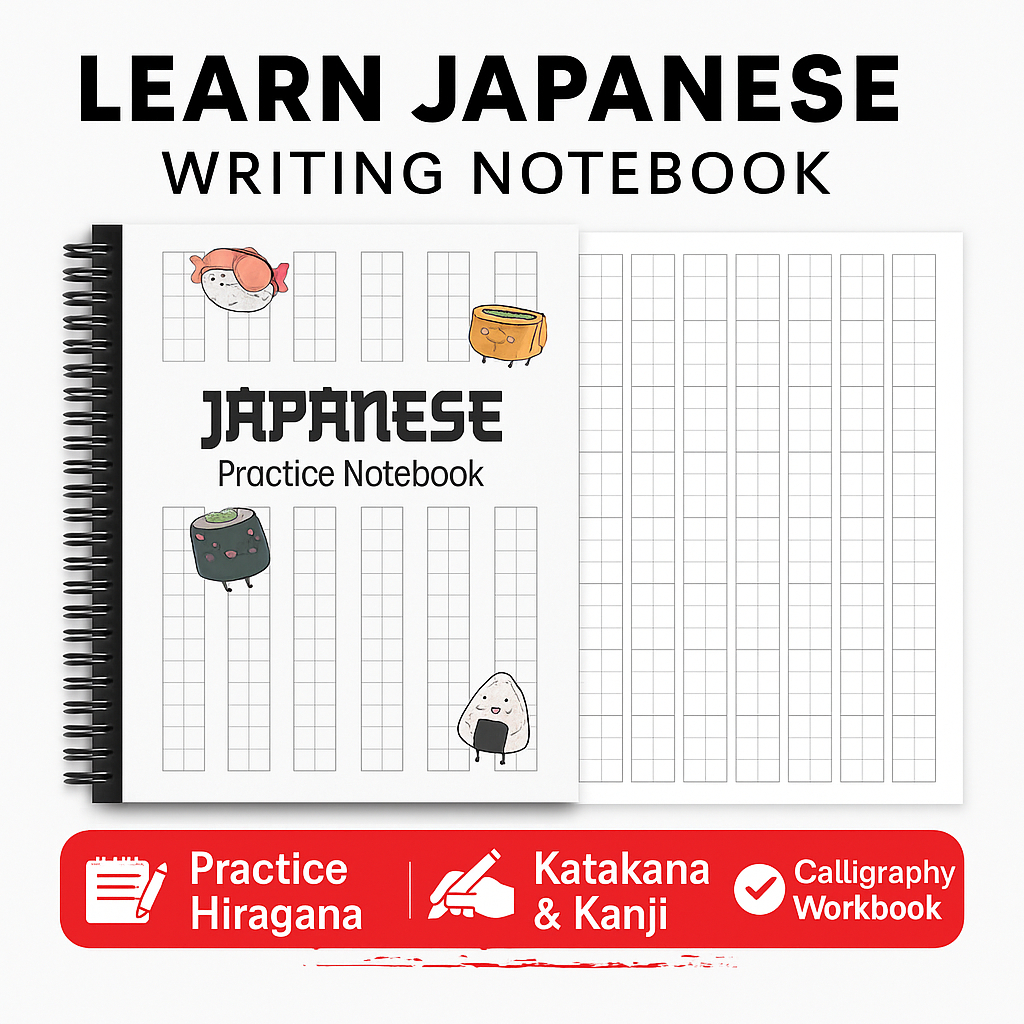 Learn Japanese Writing Notebook – Practice Hiragana, Katakana & Kanji ...