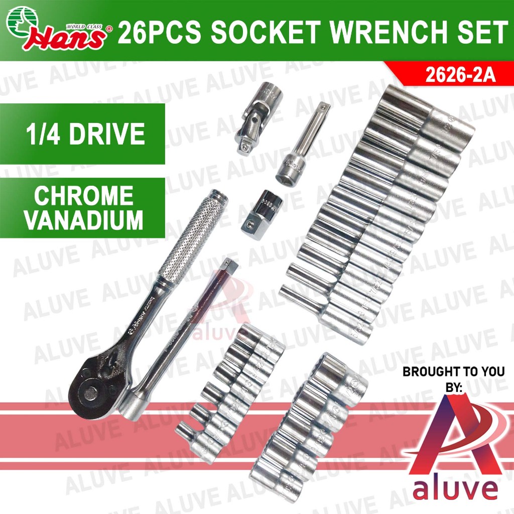 Hans Tools 2626-2A – 26-Piece 1/4" Drive SAE Socket Set (12-Point ...