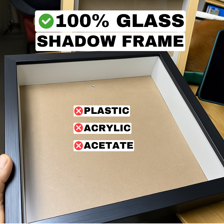 100% REAL Glass Shadow Box Frame Wooden Display Box Anniversary ...