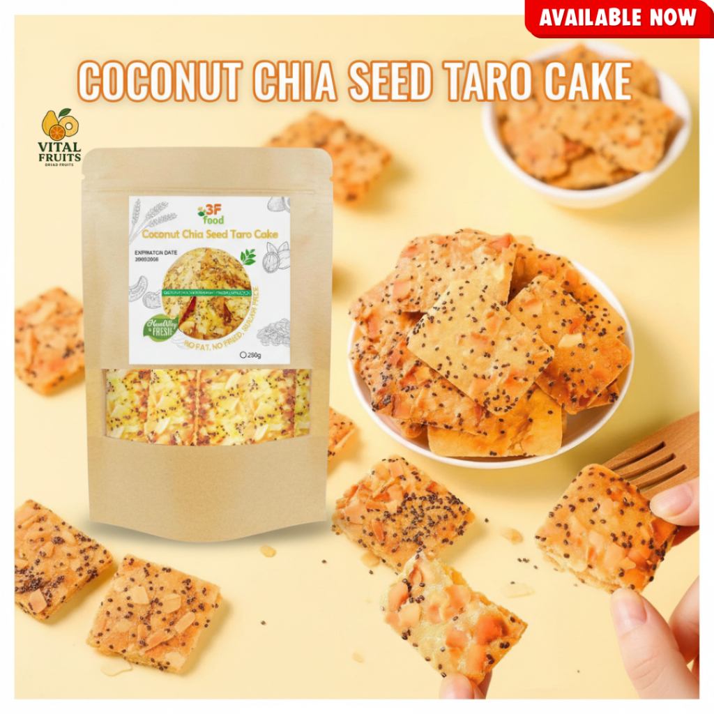 Coconut Chia Seed Taro Cake – Crunchy Superfood Snack with Real Coconut ...