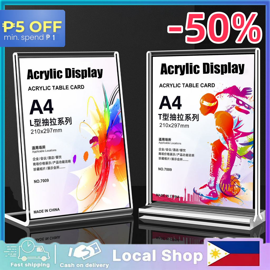 A4 A5 A6 Acrylic Menu Display Stand Double Side Clear Desk Display T ...