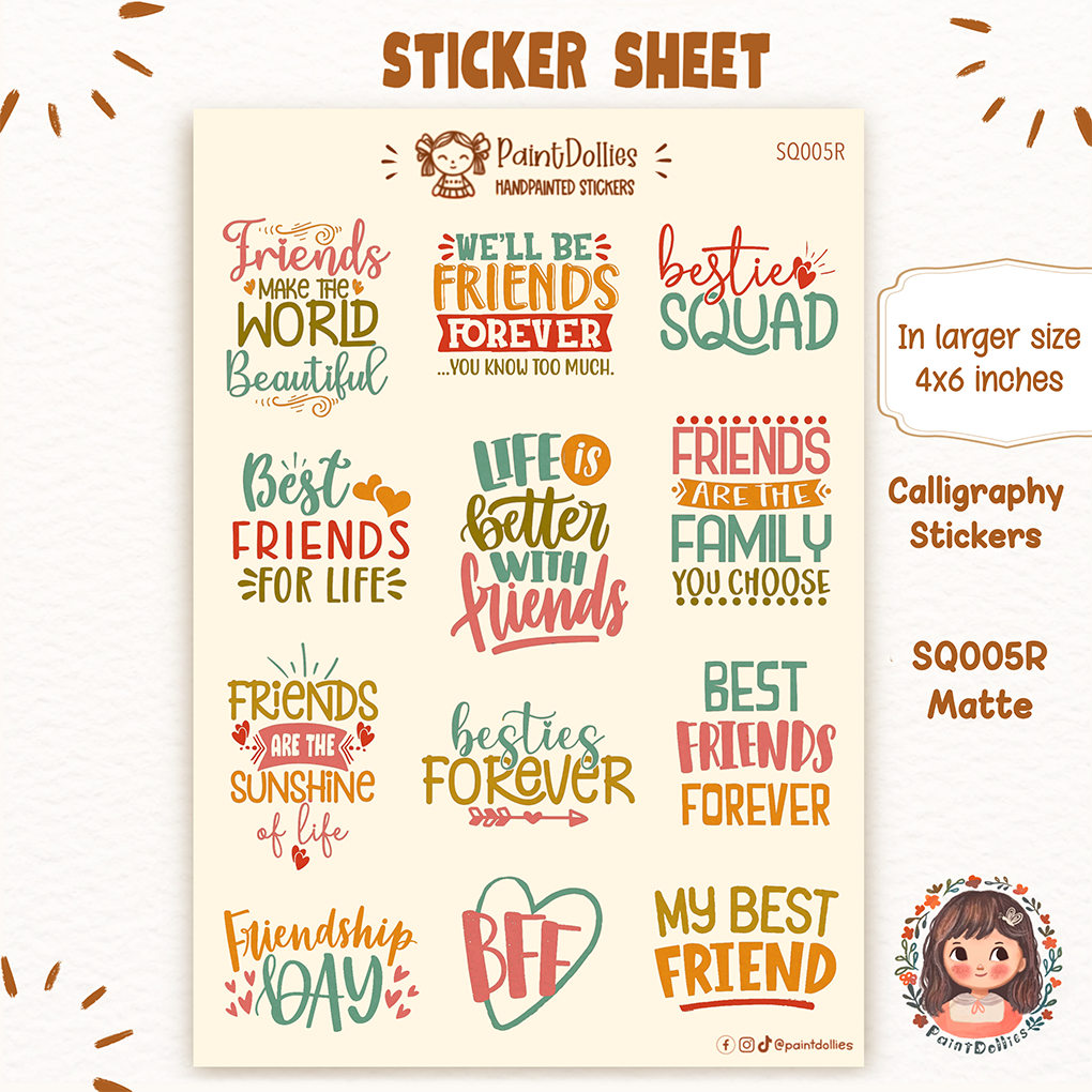 SQ005 Friendship Quotes Sticker Sheet/ Calligraphy Stickers | Shopee ...