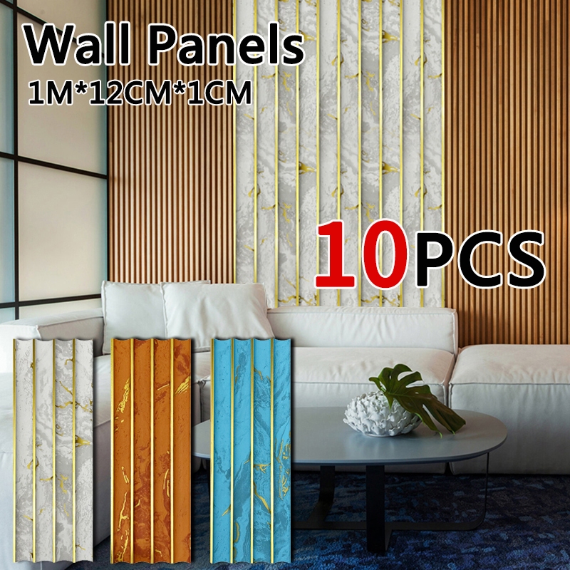 10PCS 12CM*100CM*1CM Modern Wood Panel Wall Decor Sticker – Waterproof ...