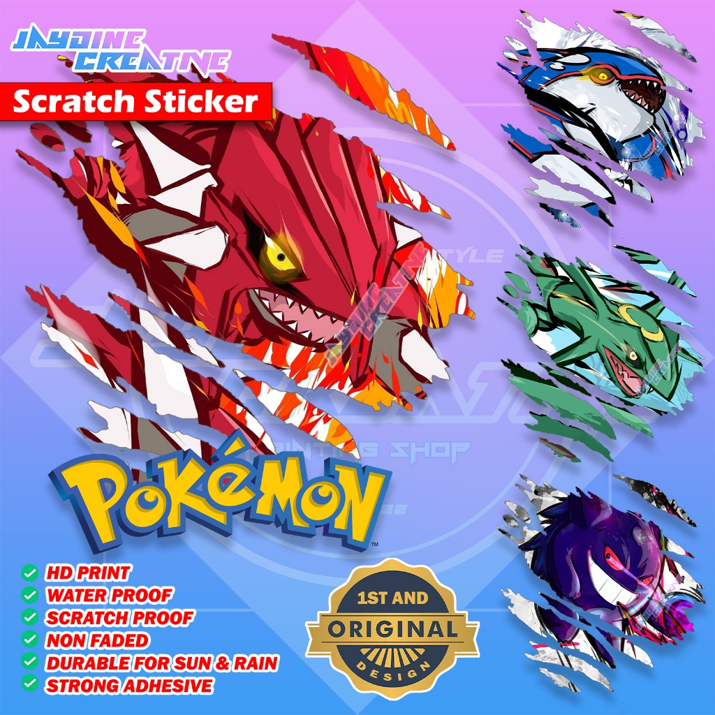 Pokemon Scratch Design Sticker, Indoor Outdoor Vinyl Sticker ...
