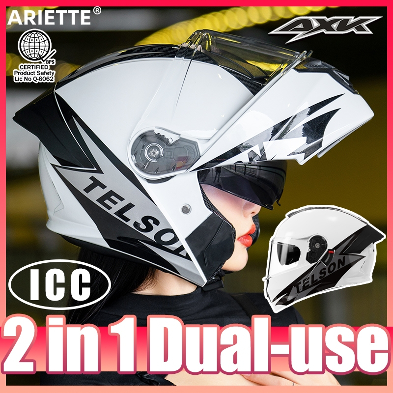 【ICC】Full Face Modular Dual Visor Helmet Motorcycle Helmet For Women ...