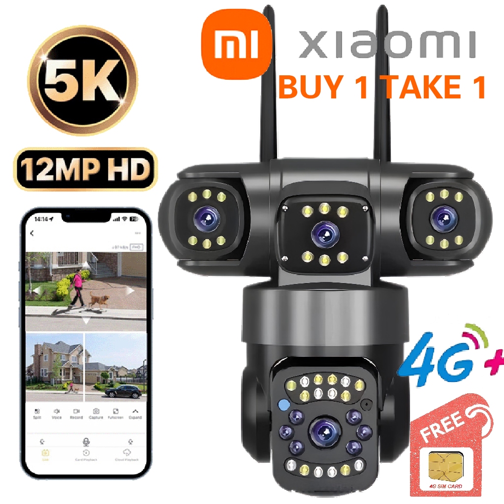XIAOMl Triple Lens CCTV Camera 4G SIM 30MP WIFI Motion Tracking Outdoor ...