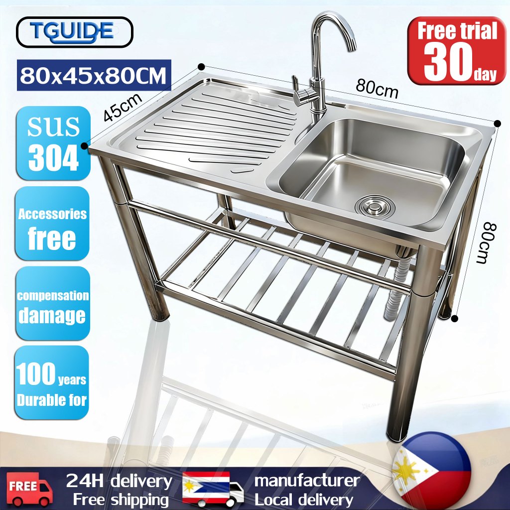 304 Stainless Steel Kitchen Sink Thickness sink set with Faucet/bracket ...