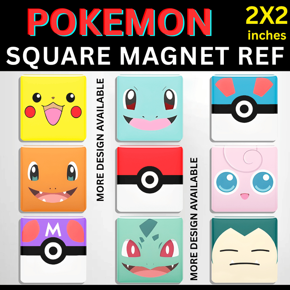 POKEMON VERSION 1 ANIME QUALITY AND AFFORDABLE 2X2 SQUARE REF MAGNET ...