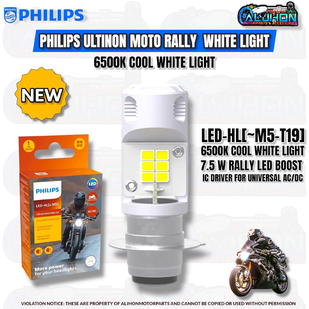 PHILIPS ULTINON MOTO RALLY 6500K COOL WHITE LIGHT - LED-HL[~M5/T19 ...