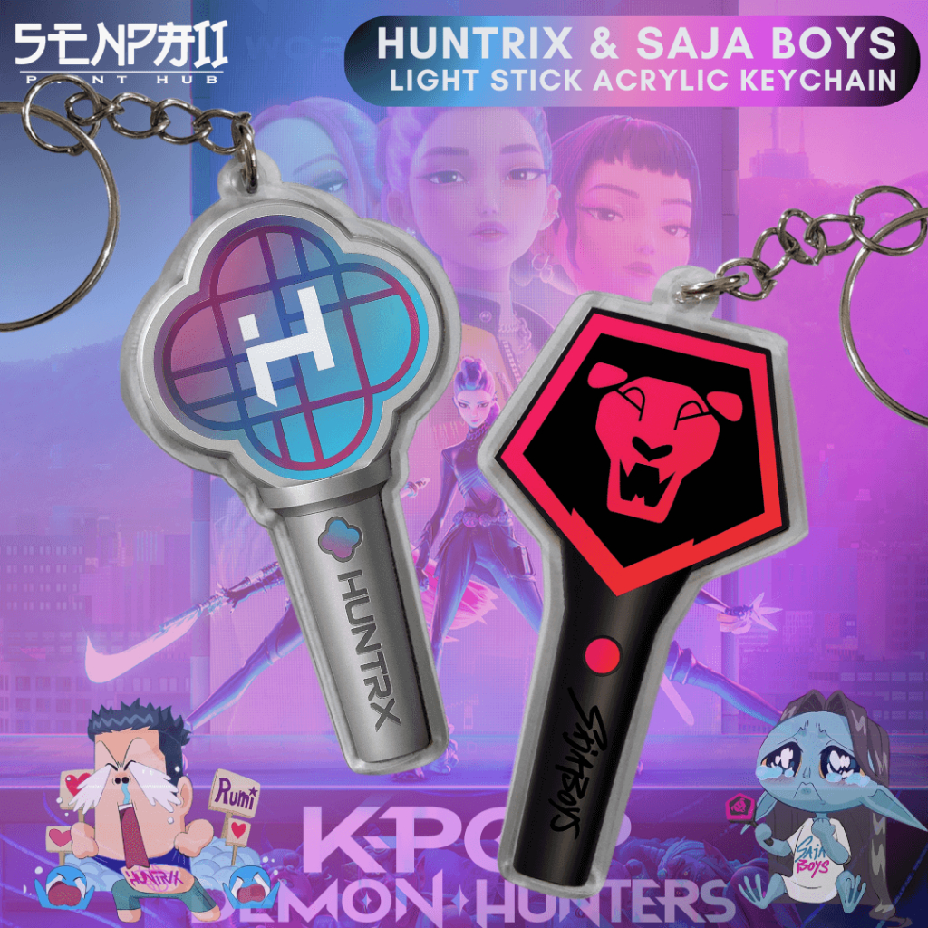 KPOP DEMON HUNTERS | HUNTRIX & SAJA BOYS LIGHT STICK ACRYLIC KEYCHAIN ...