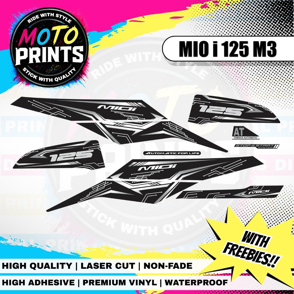 YAMAHA MIO I 125 M3 CIRCUIT LINE DESIGN DECALS (WATERPROOF, LAMINATED ...