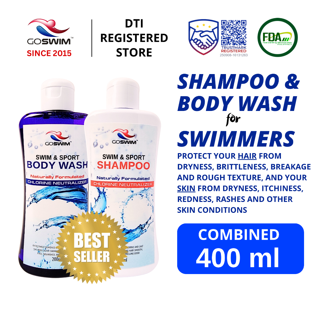 Anti Chlorine Shampoo and Body Wash for Swimmers GoSwim bundle (400ml ...