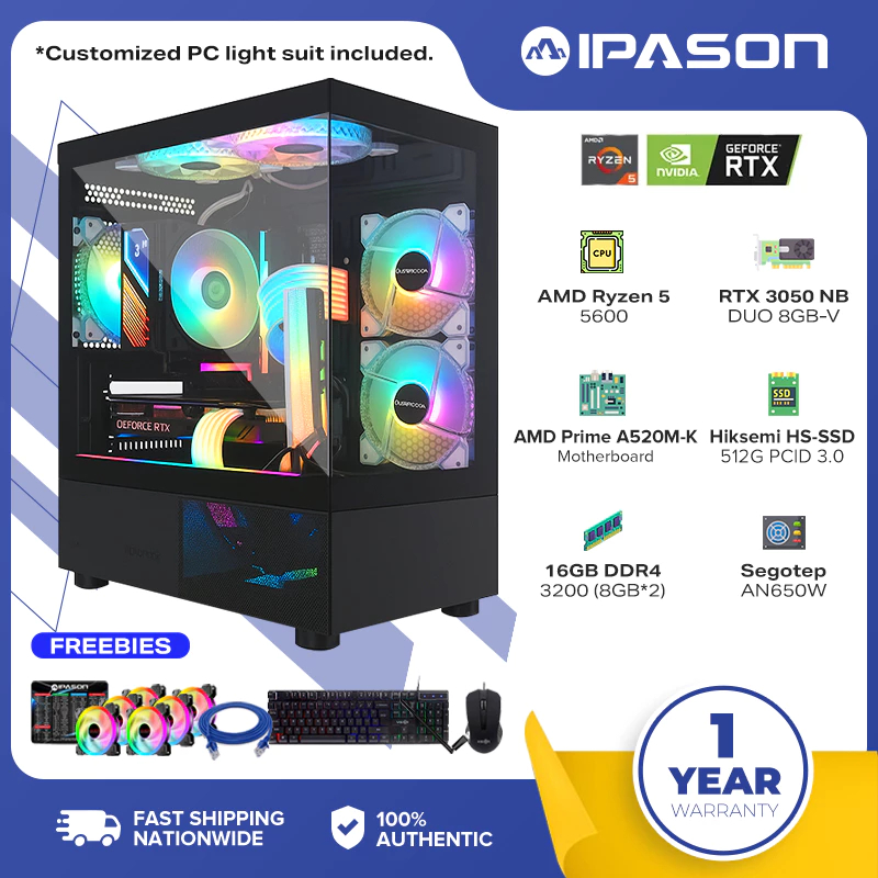 AMD RYZEN 5 5600 Gaming Desktop with RTX 3050 16GB DDR4 RAM 512GB ...